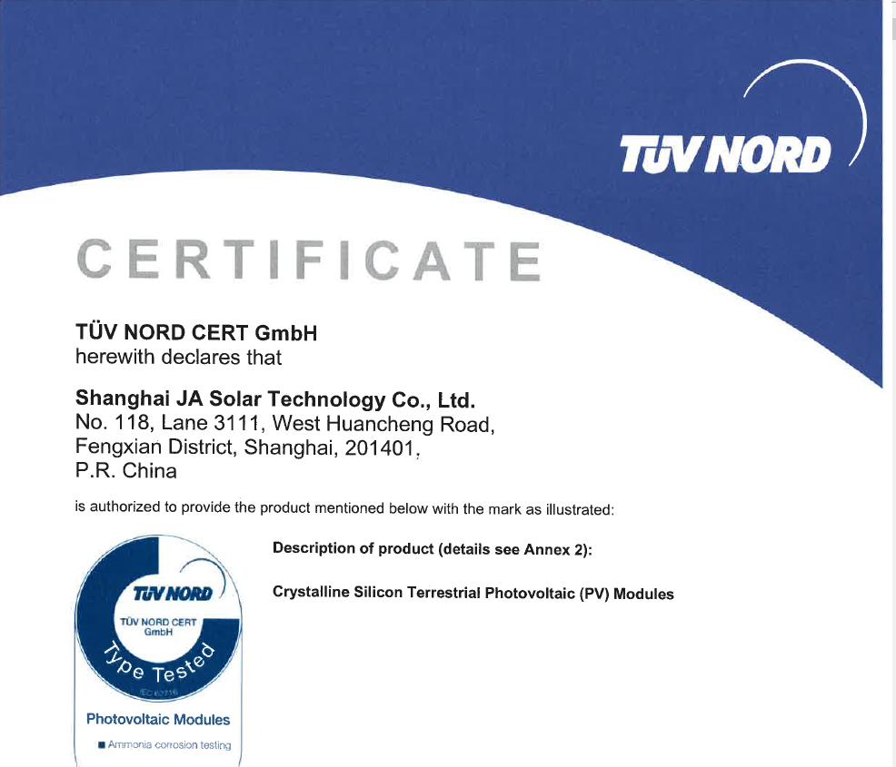 Certificates - PV Solar products Manufacturer, Solar Panel Suppliers ...